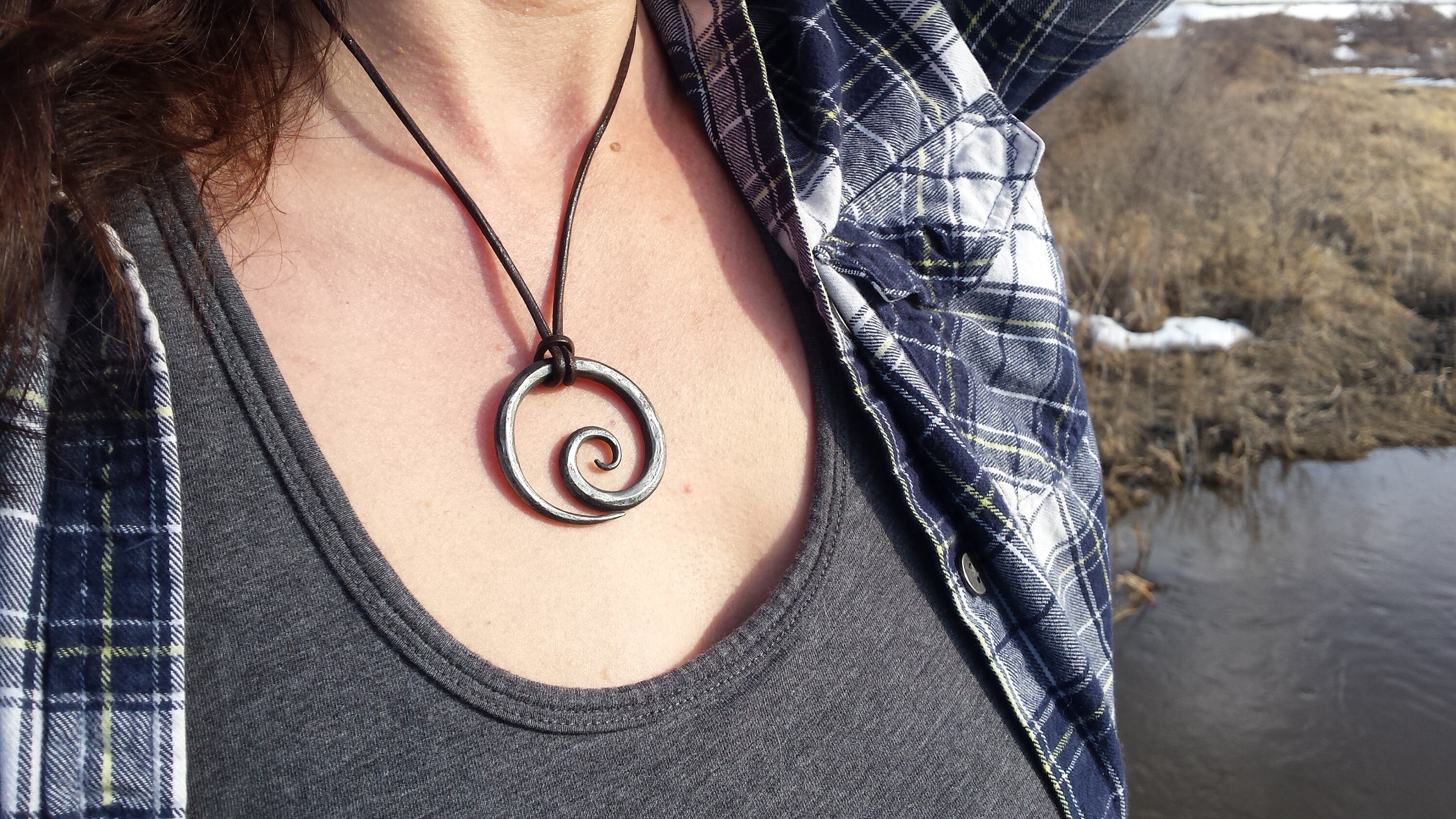Forged Spiral Pendant Birthday Gift for Her Blacksmith Made | Etsy
