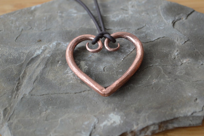 Copper Heart Pendant Blacksmith Made Hand Forged - Etsy