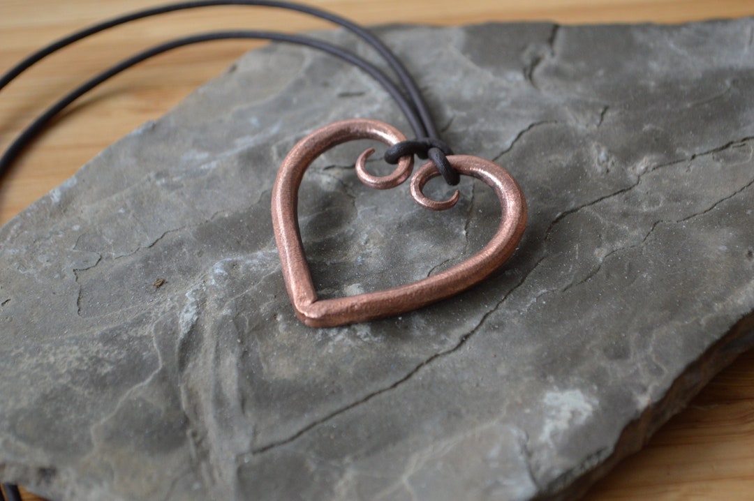 Copper Heart Pendant, Blacksmith Made, Hand Forged, Mother's Day ...