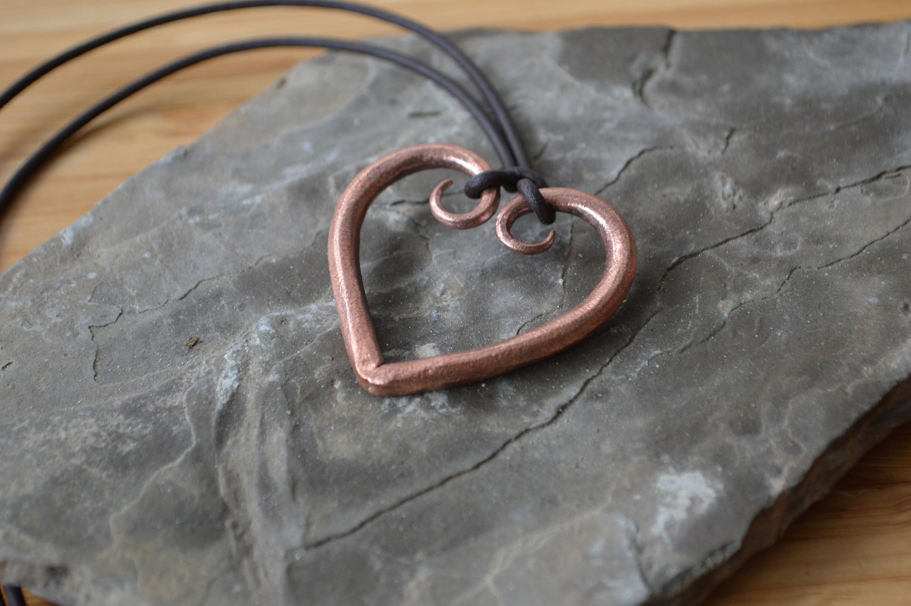 Copper Heart Pendant Blacksmith Made Hand Forged - Etsy