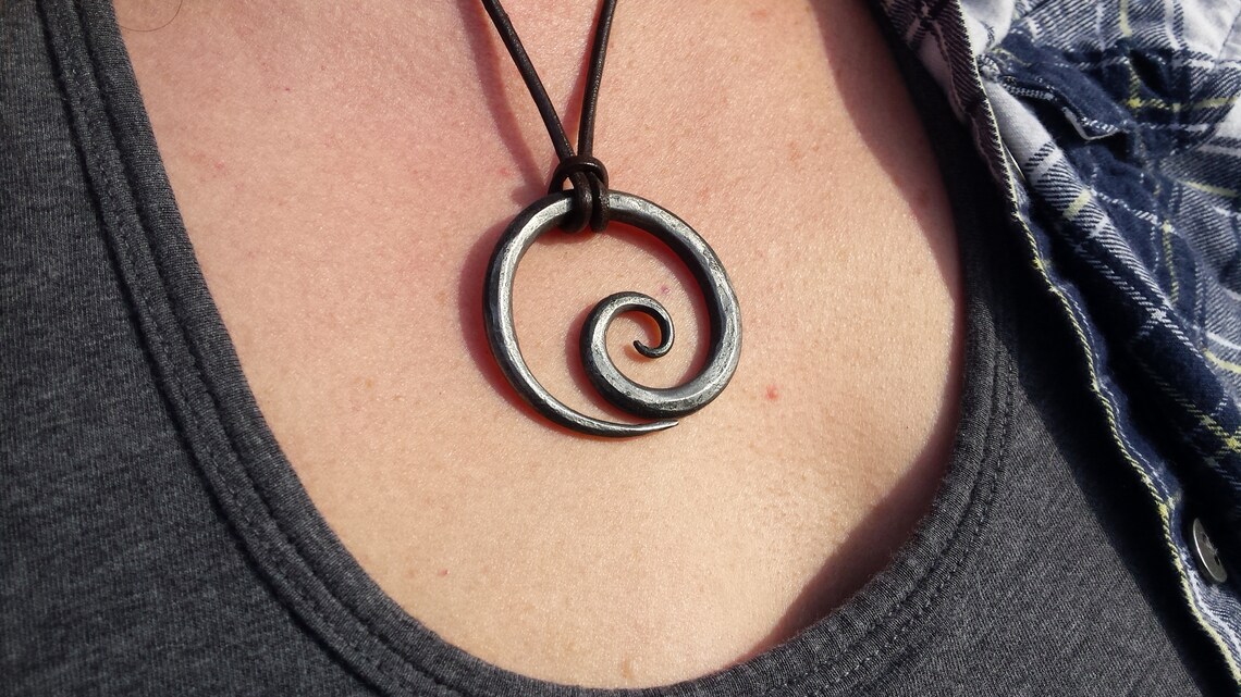 Forged Spiral Pendant Birthday Gift for Her Blacksmith Made | Etsy