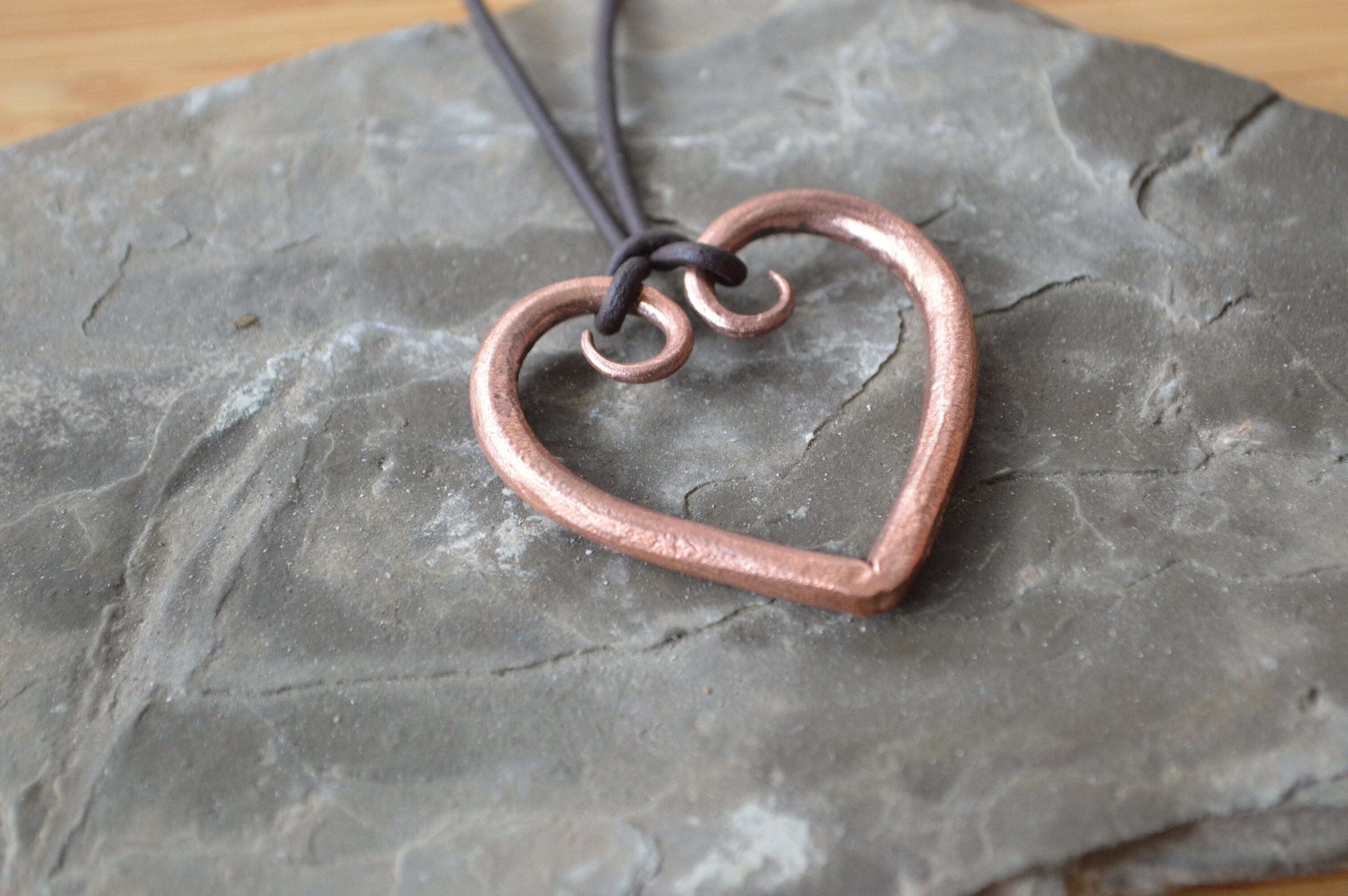 Copper Heart Pendant Blacksmith Made Hand Forged - Etsy