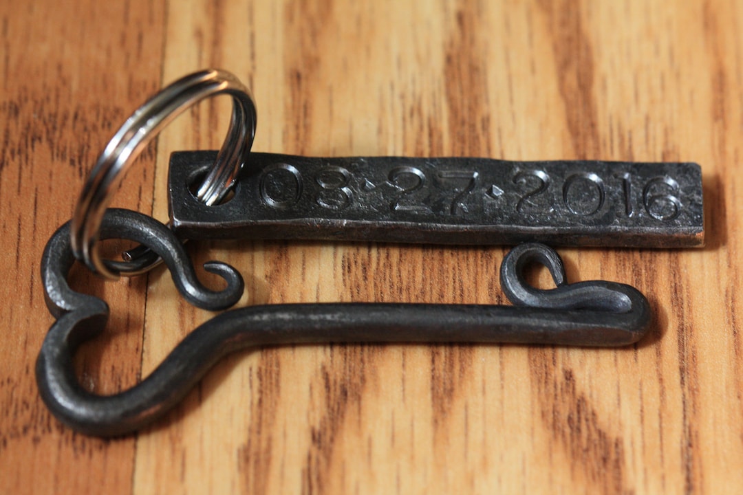 Heart Key Chain, Iron Anniversary Gift, Hand Forged Key Tag, Blacksmith ...