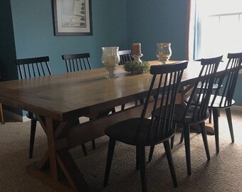 Red Oak Farmhouse Dining Table - Etsy