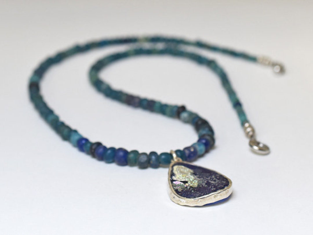 Ancient Roman Glass Head and Ancient Indian Pacific Azure Glass Beads ...