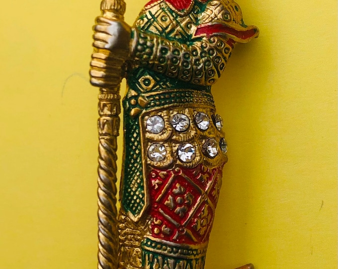 Vintage Red Green Gold Thai Buddhist Yaksha Yak Guardian of Giants Pin ...