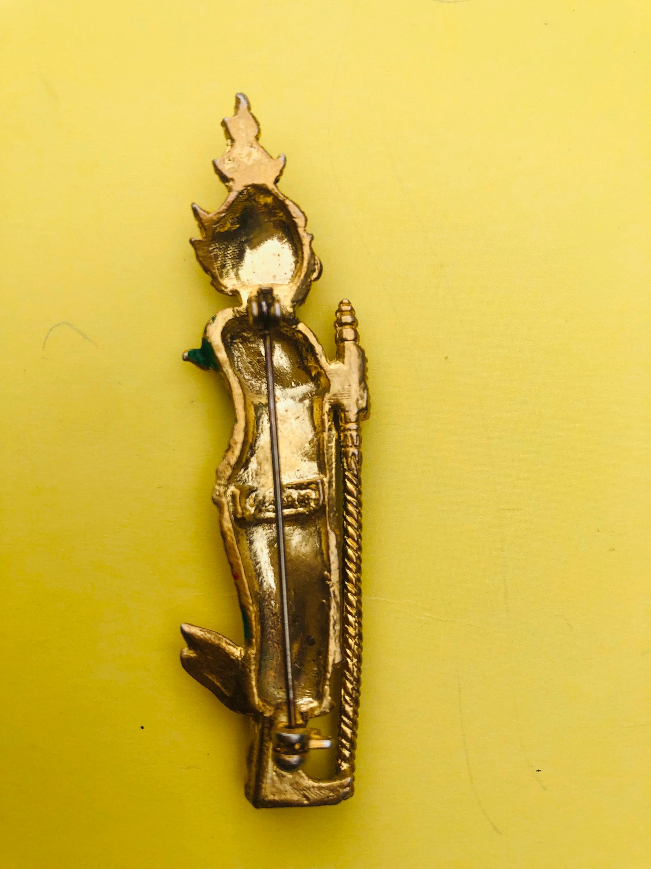 Vintage Red Green Gold Thai Buddhist Yaksha Yak Guardian of Giants Pin ...