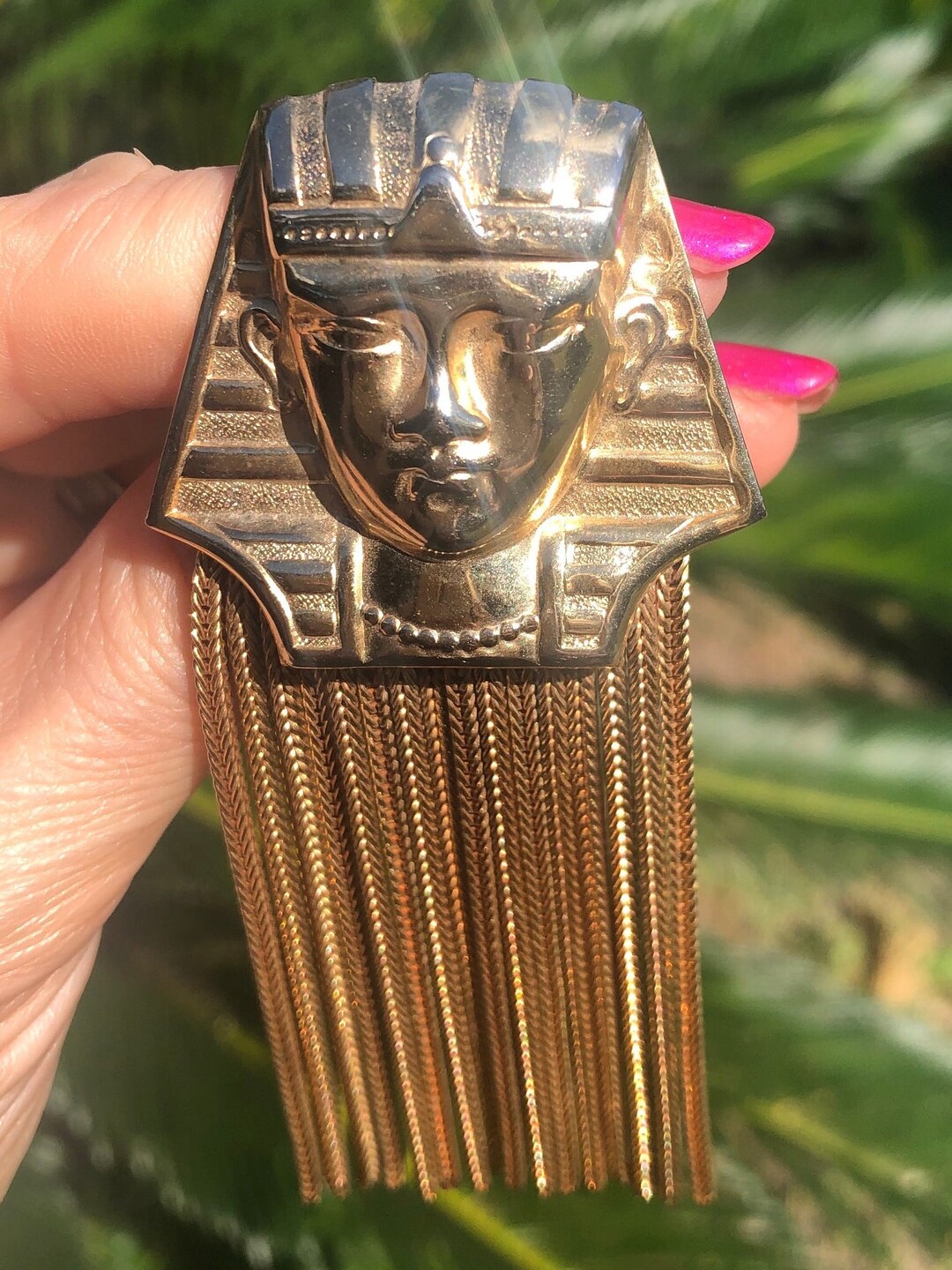 Vintage Egyptian Revival Pharaoh Fringe Dangle Pin Brooch Gold - Etsy ...
