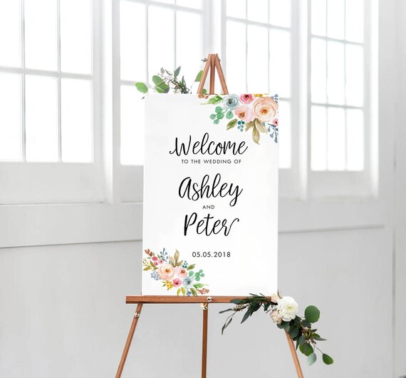 Custom Printable Welcome Sign Floral Wedding Sign Flower | Etsy