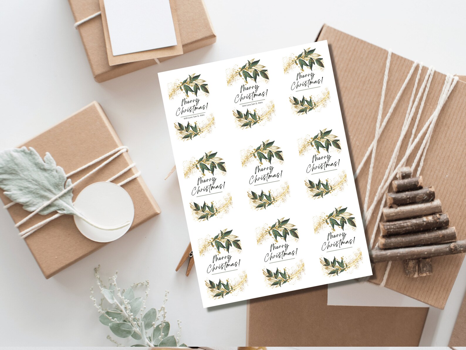 Boho Christmas Gift Tags | Gold Christmas Gift Tags | Printable ...