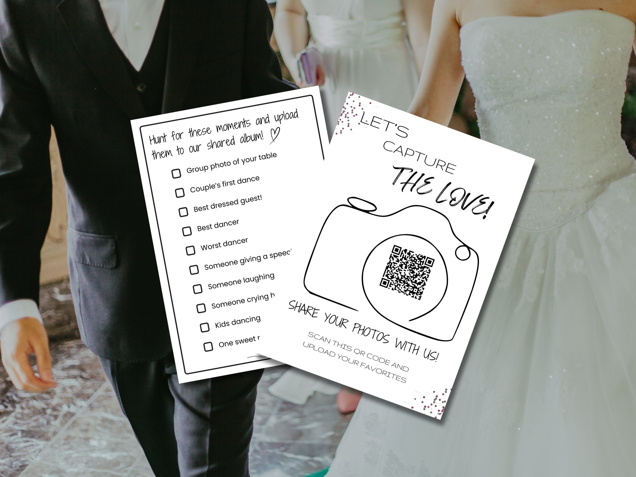 Printable Wedding Photo Share Card With QR Code - Capture the Love ...