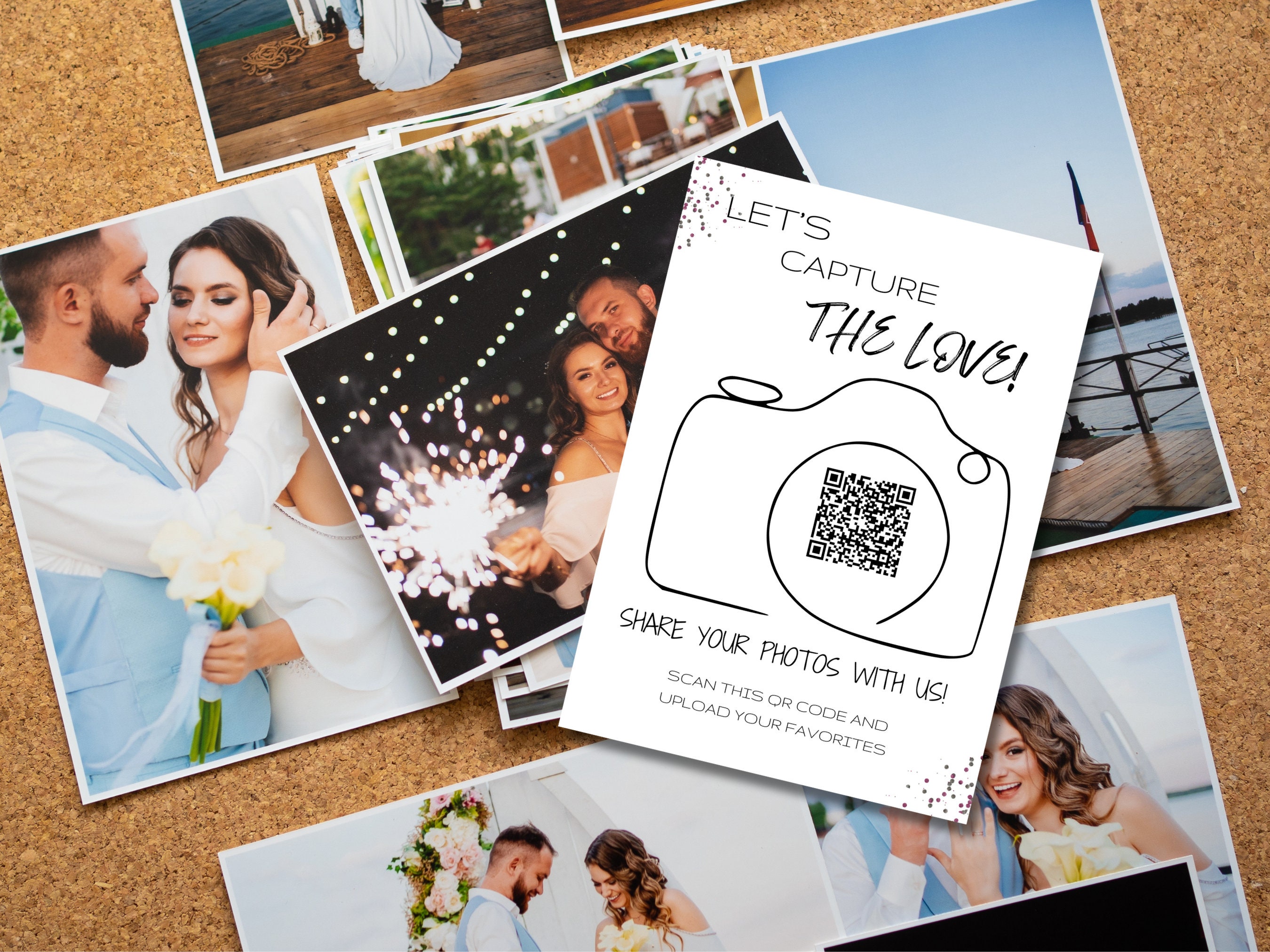 Printable Wedding Photo Share Card With QR Code - Capture the Love ...