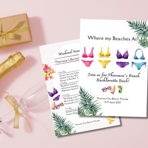 Beach Bachelorette Party Invitation & Itinerary - Printable Editable ...