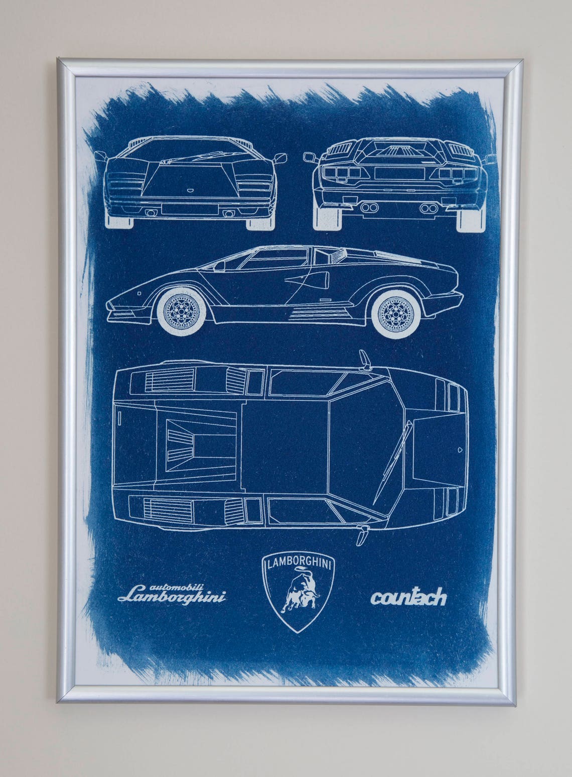 Classic Car Icon Supercar Lamborghini Countach Blueprint A4 Picture ...