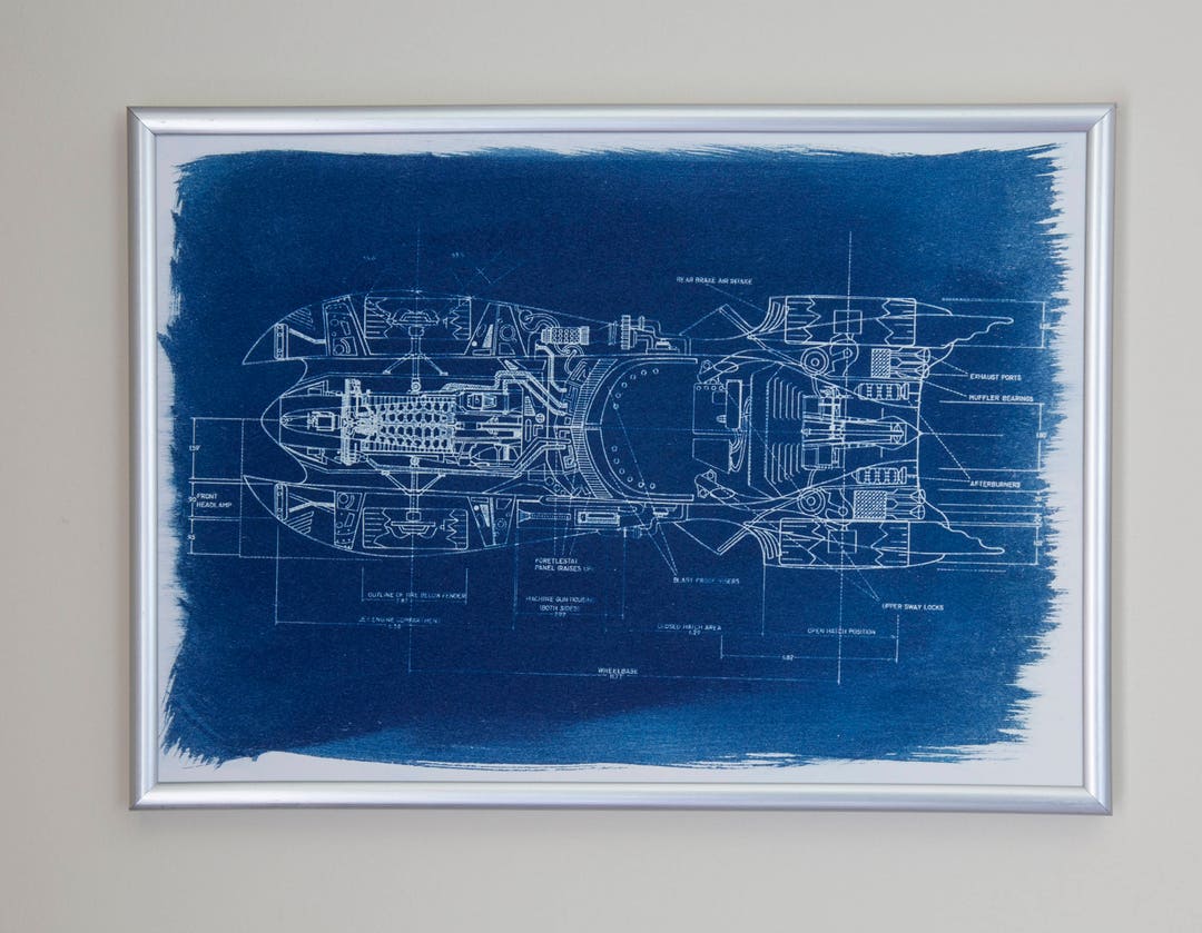 BATMAN BATMOBILE Blueprint CYANOTYPE Dc Comics Bruce Wayne Gotham Joker ...
