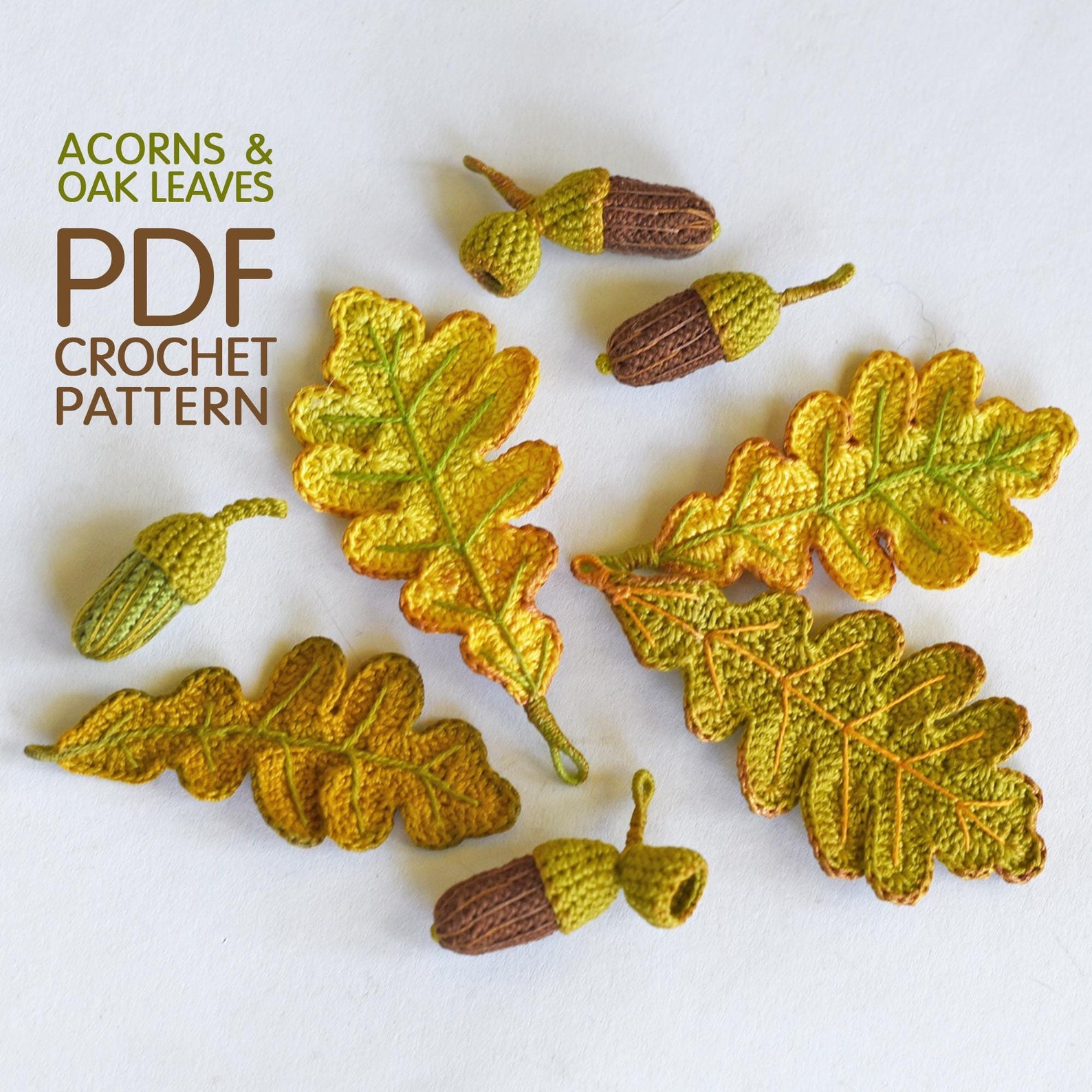 Acorns and Oak Leaves Crochet Pattern - Crochet Pattern Oak Leaf ...