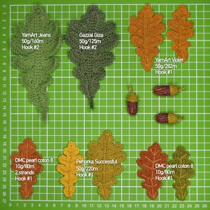 Acorns and Oak Leaves Crochet Pattern - Crochet Pattern Oak Leaf - Autumn Leaves - Acorn and ...
