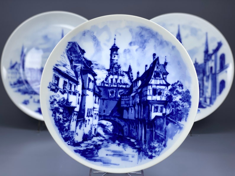 HEINRICH Echt Kobalt Selb Bavaria Germany Christmas Plates | Etsy