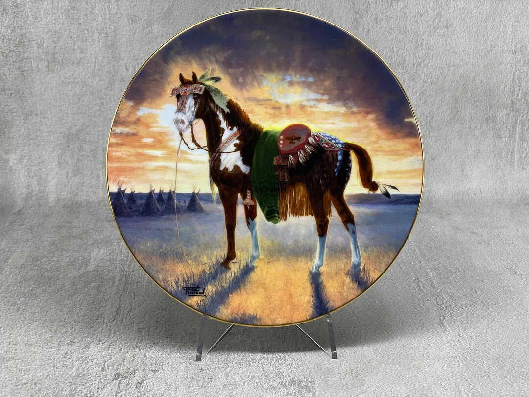 The Hamilton Collection Company Porcelain Plate Crow War Pony From the Warriors Pride Plate ...