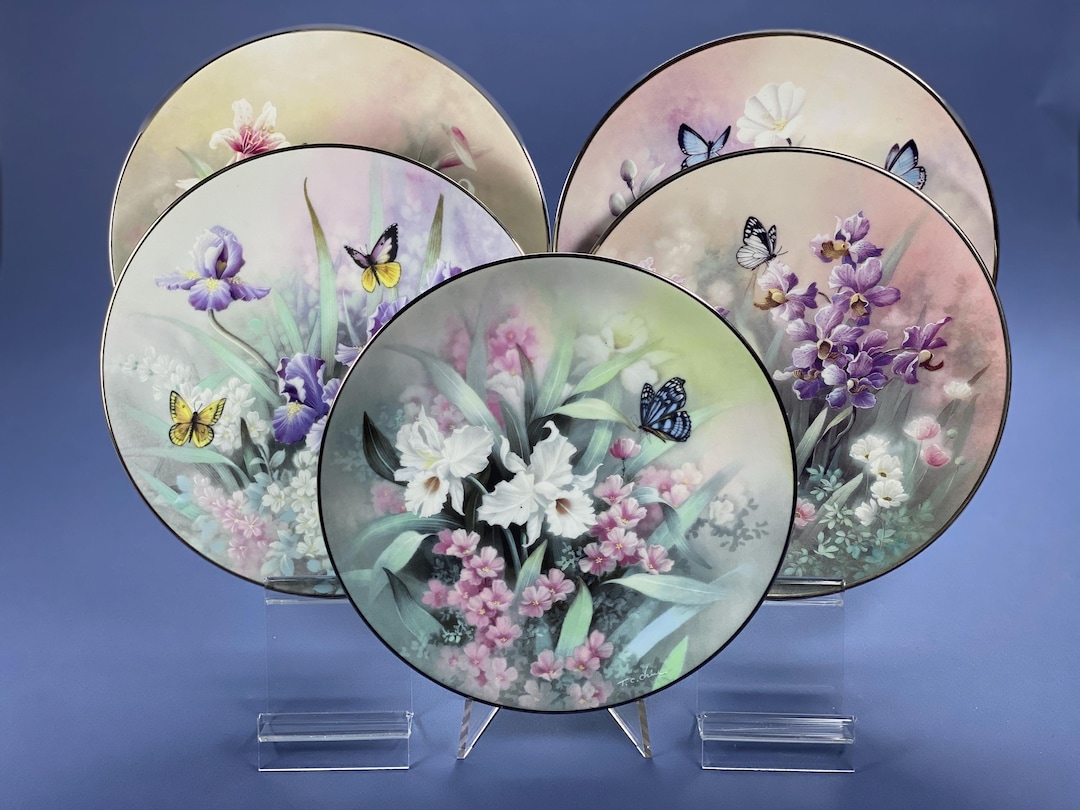 Edwin M Knowles Jewels of the Flowers Collection Tan Chun Chiu Vintage ...