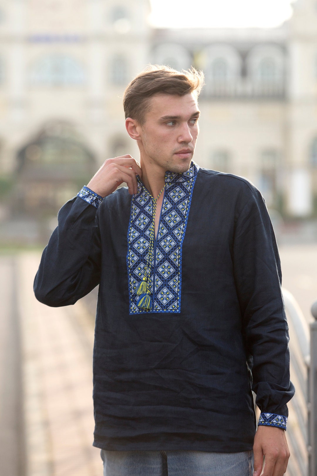 Men's Ethnic Shirt, Linen Embroidered Shirt, Vegan Shirt Vyshyvanka - Etsy