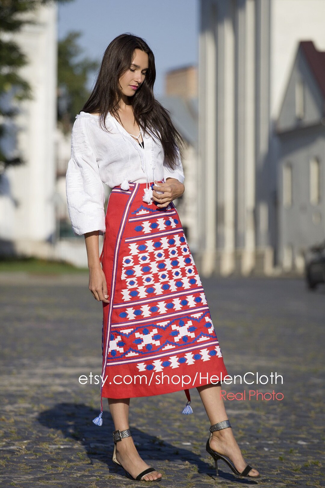 Embroidered Highwaisted Skirt With Gometric Pattern Ukrainian Clothing ...
