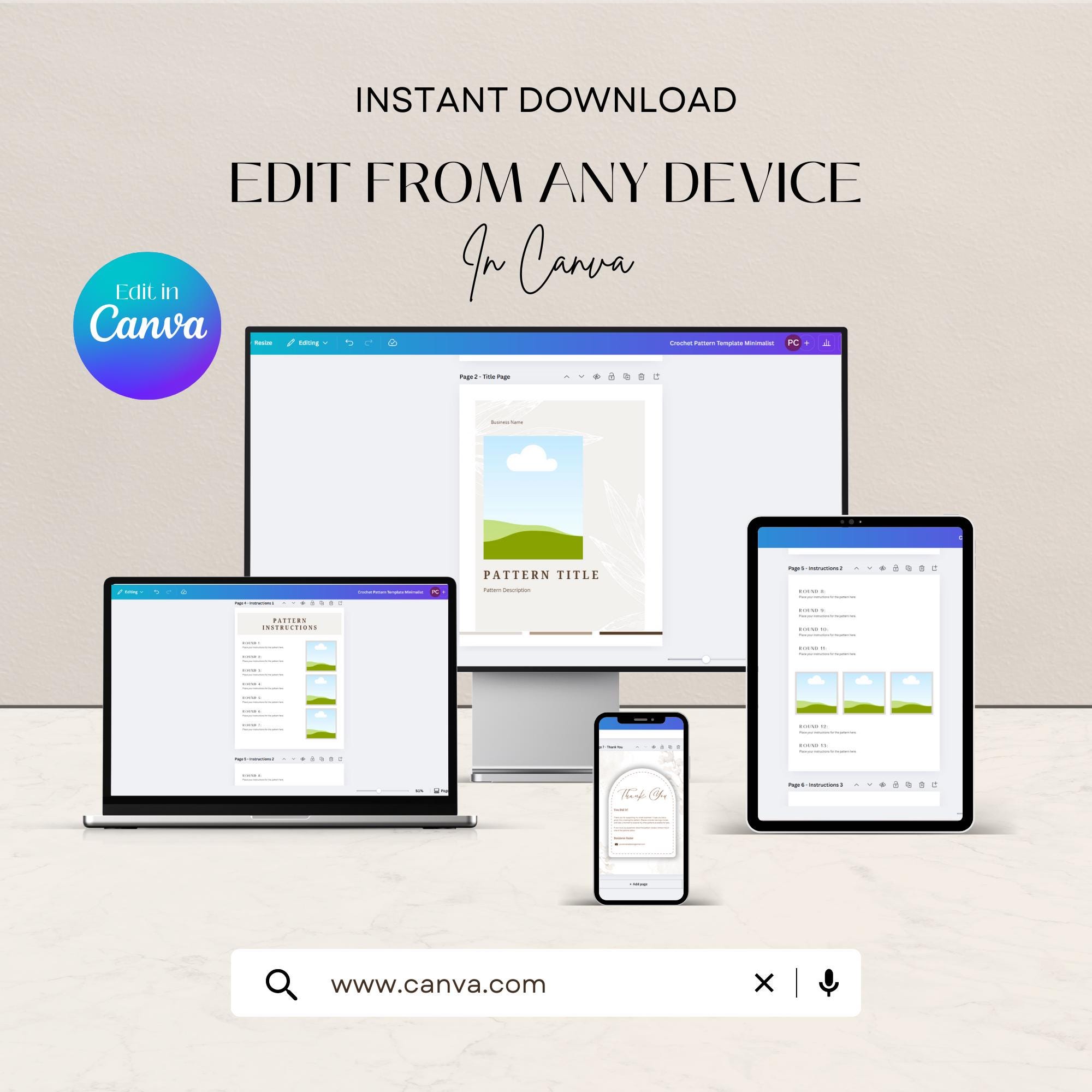 Crochet Pattern Template Canva Basic and Simple Crochet Pattern ...