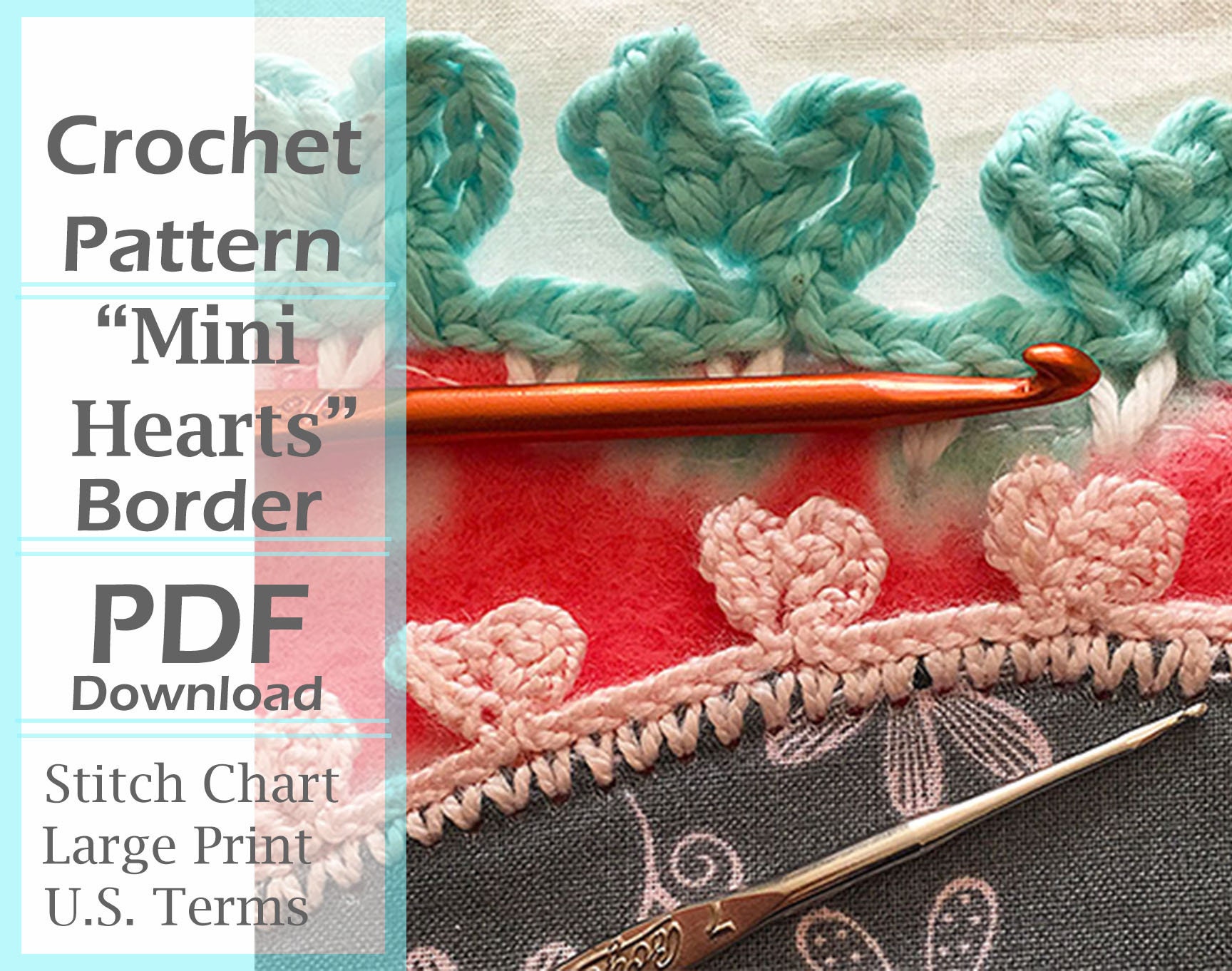 Mini Heart Crochet Border Pattern - Etsy