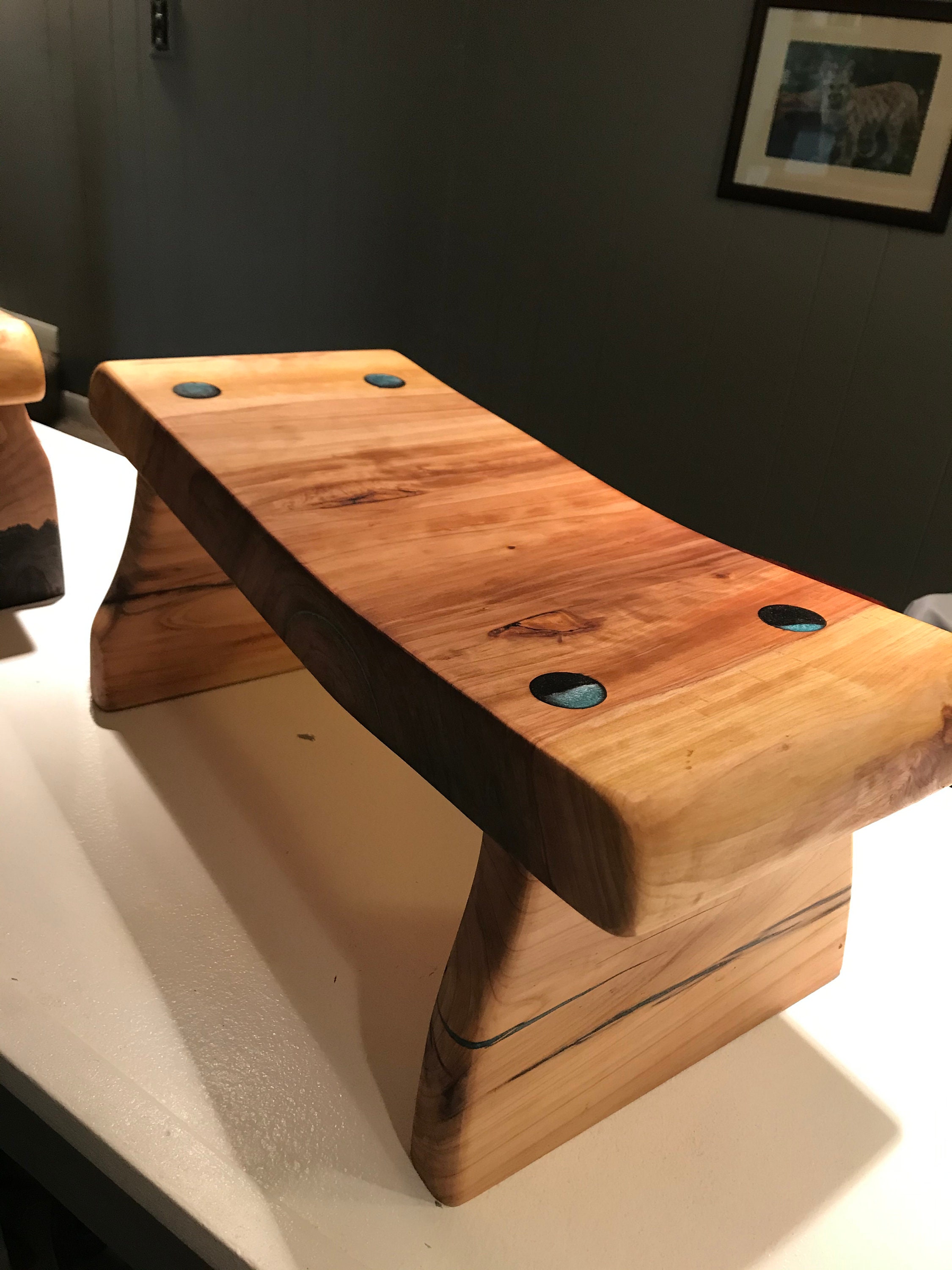 Live Edge and Epoxy Filled Wood Stool - Etsy Australia