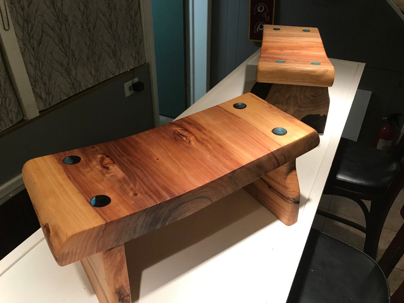 Live Edge and Epoxy Filled Wood Stool - Etsy