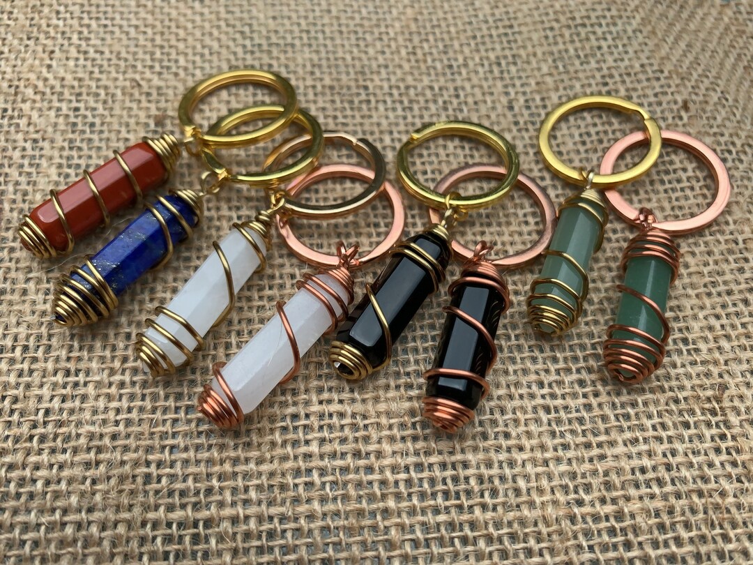Wire Wrapped Crystal Point Keychain - Etsy