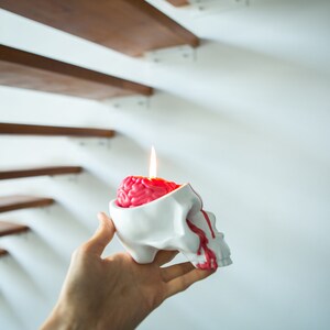 Human Brain Candle in Skull Candle Holder, Halloween Decor - Etsy