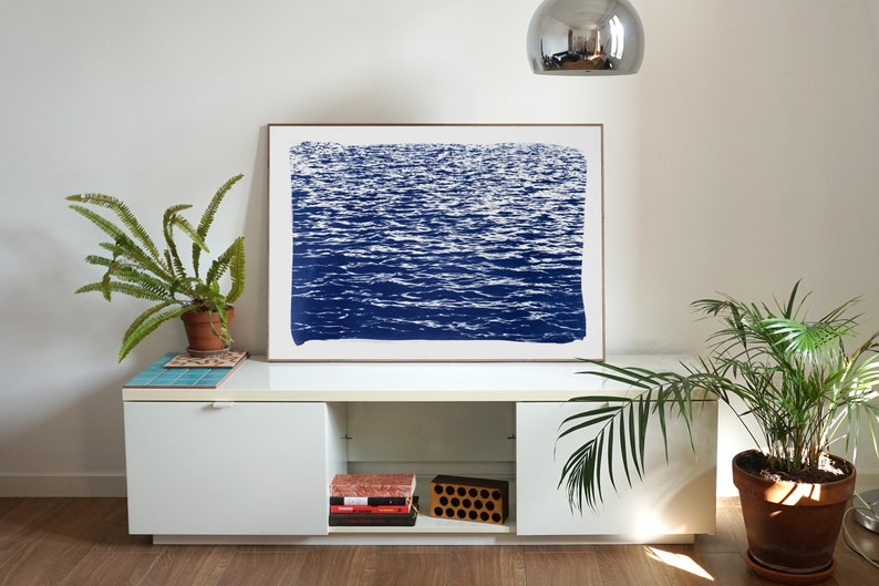 Mediterranean Blue Sea Waves - Feng Shui Cyanotype, Meaningful Art ...