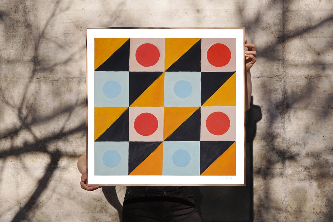 2023, Golden Beehive, Bauhaus Grid Geometric Pattern, Squares, Circles ...