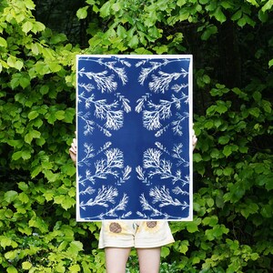 Classical Botanics Handmade Cyanotype Print of Vintage Pressed Flowers ...