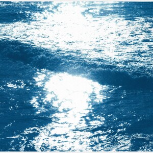 2020 Original Cyanotype on Watercolor Paper of Pacific Sunset Waves ...