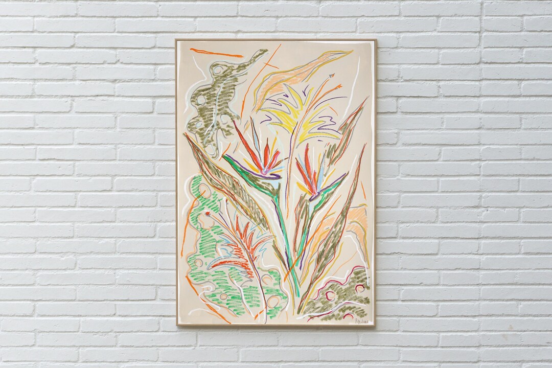 2025, Bird of Paradise Sketch, Botanic Drawing Painting, Fresh Art ...