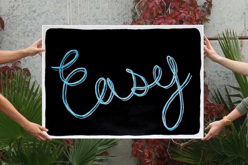 Easy Word Art Painting Calligraphy Art on Watercolor Paper - Etsy