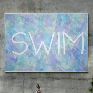 Text Art of Summer Vibes, Swim, Pool Painting on Watercolor Paper ...