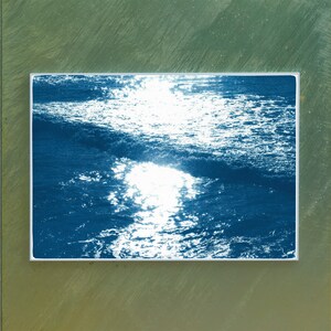 2020 Original Cyanotype on Watercolor Paper of Pacific Sunset Waves ...
