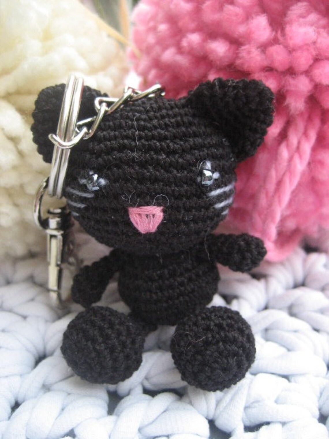 Black Cat Keychain Amigurumi Cat Keychain Halloween Black Cat - Etsy