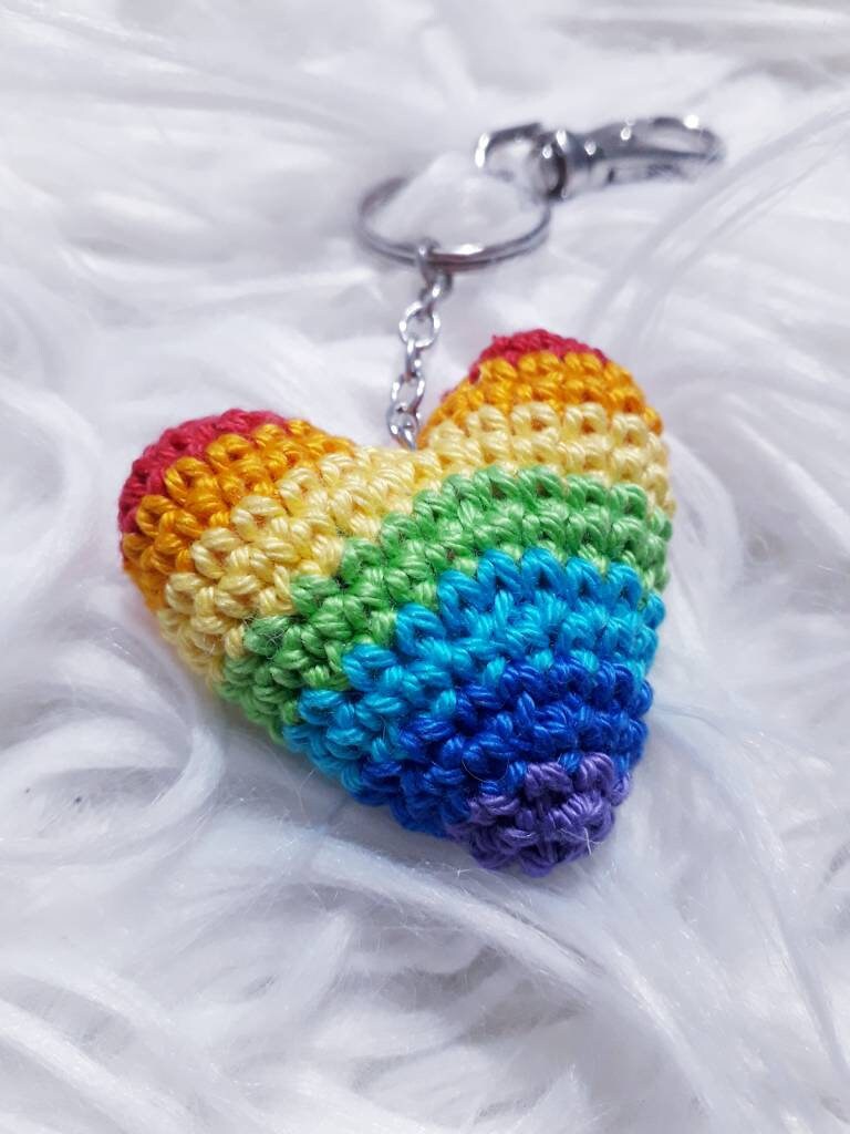 Heart Keychain Rainbow Keychain Pride Keyfob Lgbt Pride - Etsy