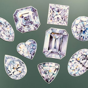 Set of 9 Diamond Vinyl Stickers, Laptop Stickers, Gem Stickers, Crystal ...