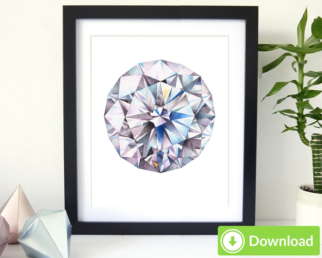 Round Diamond Printable Art - for Personal Use, Crystal Watercolor ...