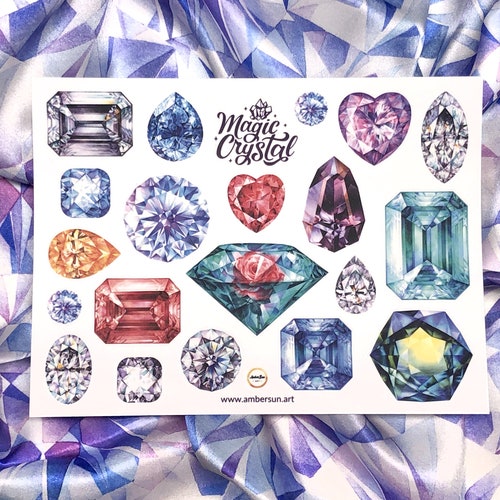 Set of Gemstone Vinyl Stickers Laptop Stickers Gem Stickers - Etsy
