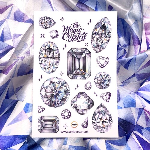 Set of Gemstone Vinyl Stickers Laptop Stickers Gem Stickers - Etsy