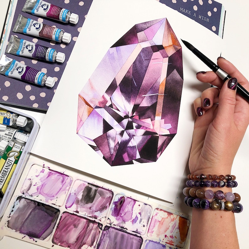 Pink Tourmaline Crystal Printable Art Diamond Painting - Etsy