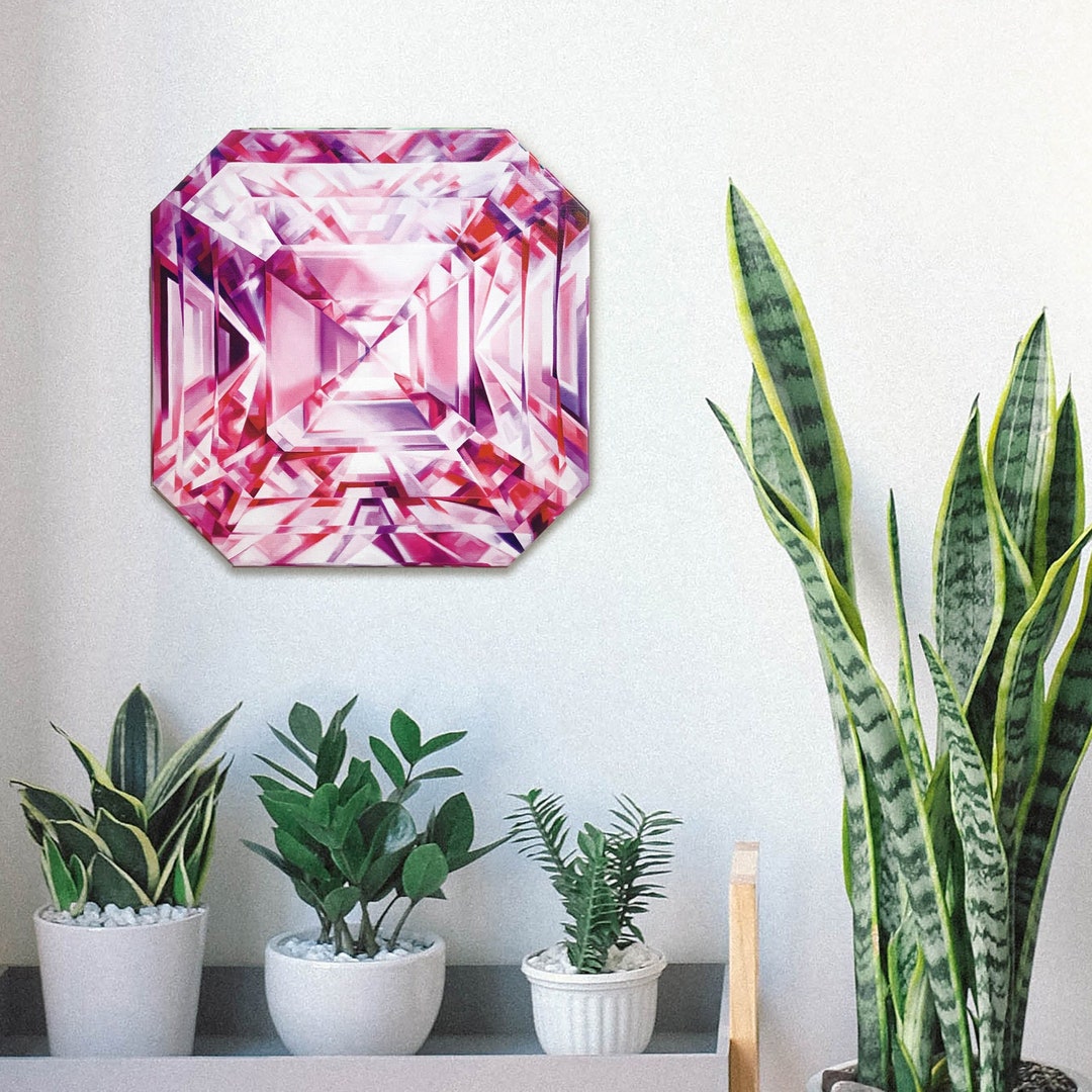 Pink Diamond Canvas Art Print Birthstone Crystal Painting Pink Emerald ...