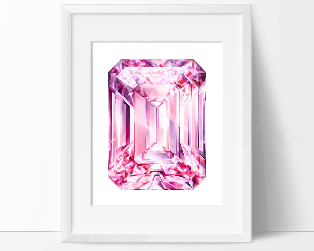 Pink Diamond Art Print Crystal Painting Gemstone Wall Art Gem Poster ...