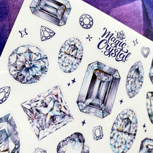 Set of Gemstone Vinyl Stickers, Laptop Stickers, Gem Stickers, Emerald ...